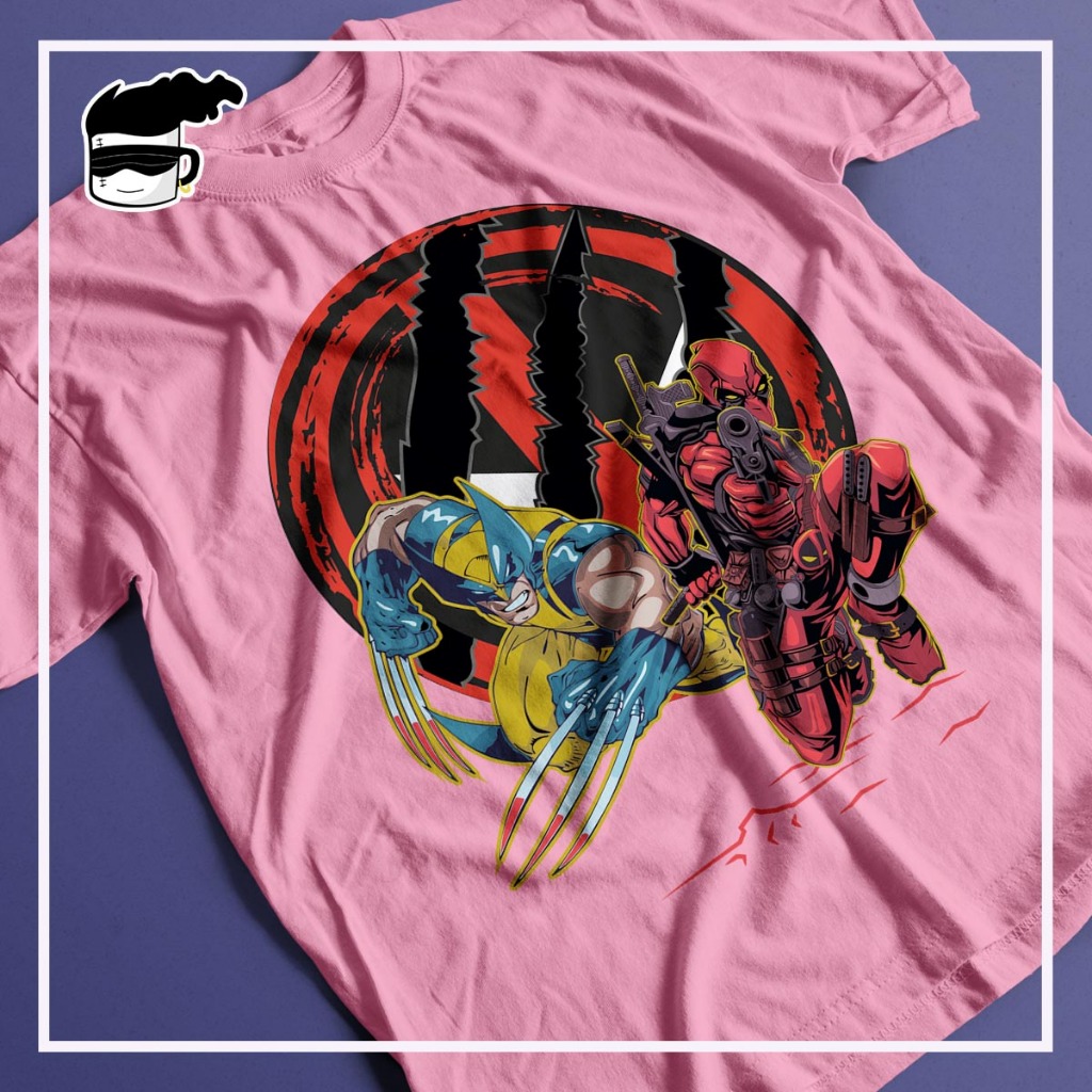 Camiseta DeadPool 3 e Wolverine Unissex Camisa Herois Marvel Rosa ...