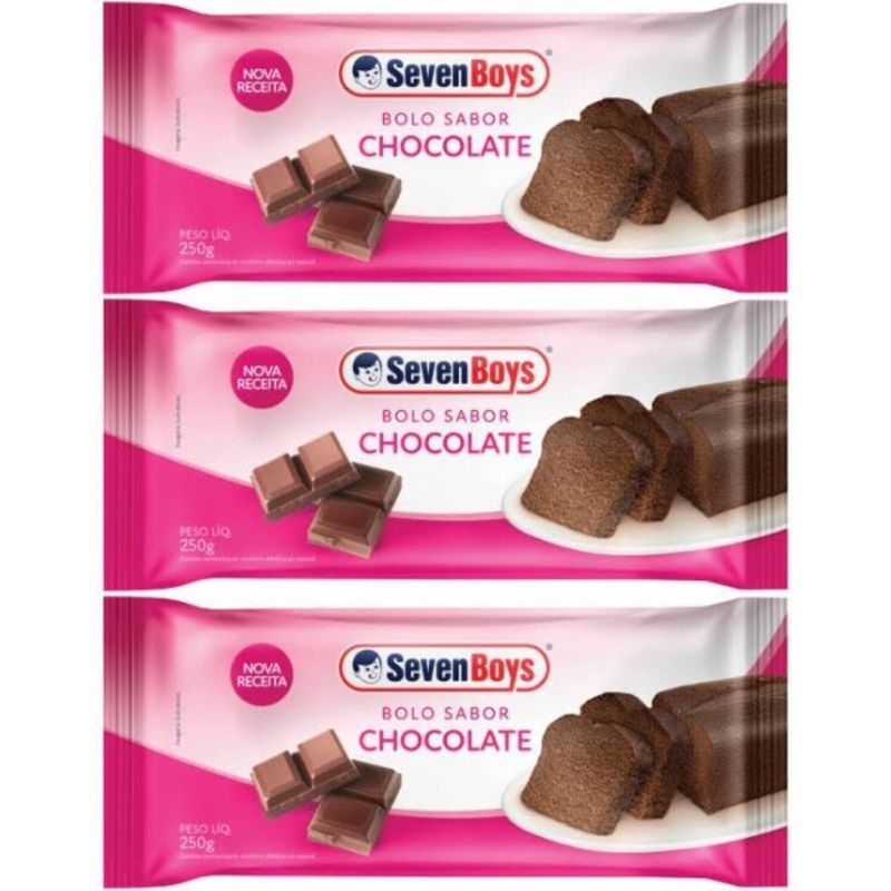 Kit com 3 bolos Seven Boys chocolate 250g cada | Shopee Brasil