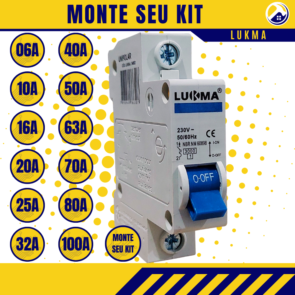 Disjuntor MINI Unipolar 06A até 100A DIN MONOPOLAR Curva C | Shopee Brasil