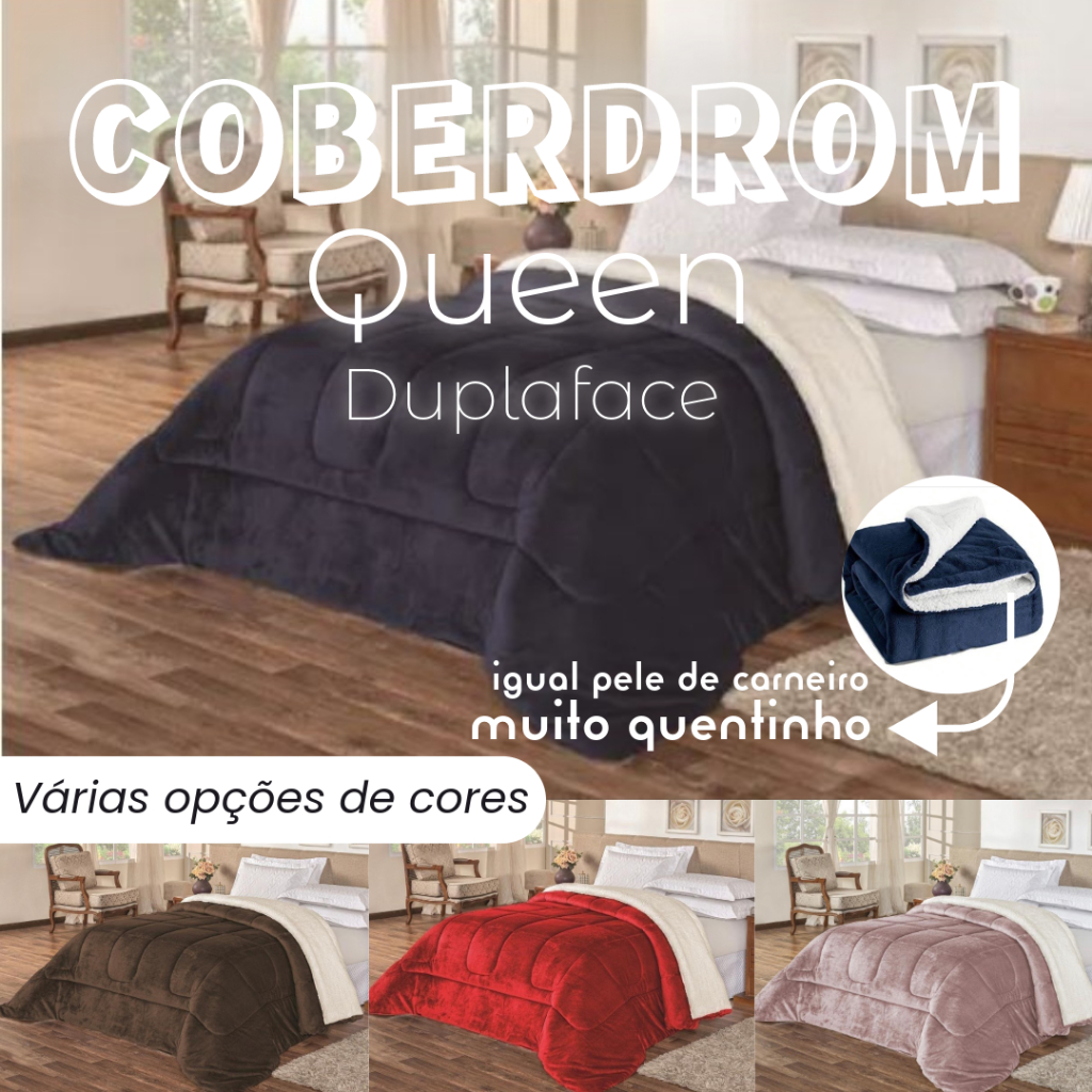 Edredom Sherpa Cobertor Manta Coberdrom Casal Queen Dupla Face Pele de ...