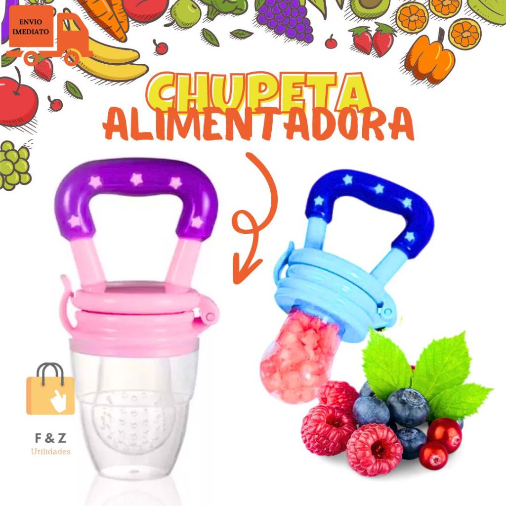 Alimentador Para Bebê de Silicone Frutas e Legumes Introdução Alimentar ...