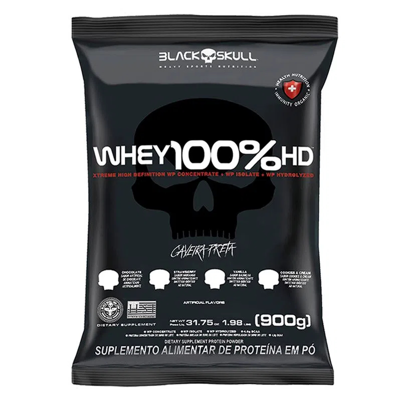 Refil Whey 100% HD BLACKSKULL - Sabores: Leite, Chocolate, Morango e Cookies & Cream | Shopee Brasil