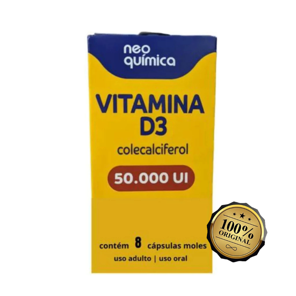 Vitamina D3 50.000ui Com 8 Cápsulas moles Neoquimica | Shopee Brasil