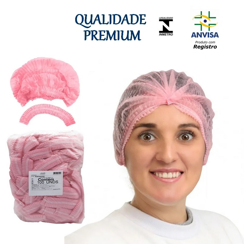 Touca Descartável Rosa TNT com Registro ANVISA - Rosa, Pink e Branco ...