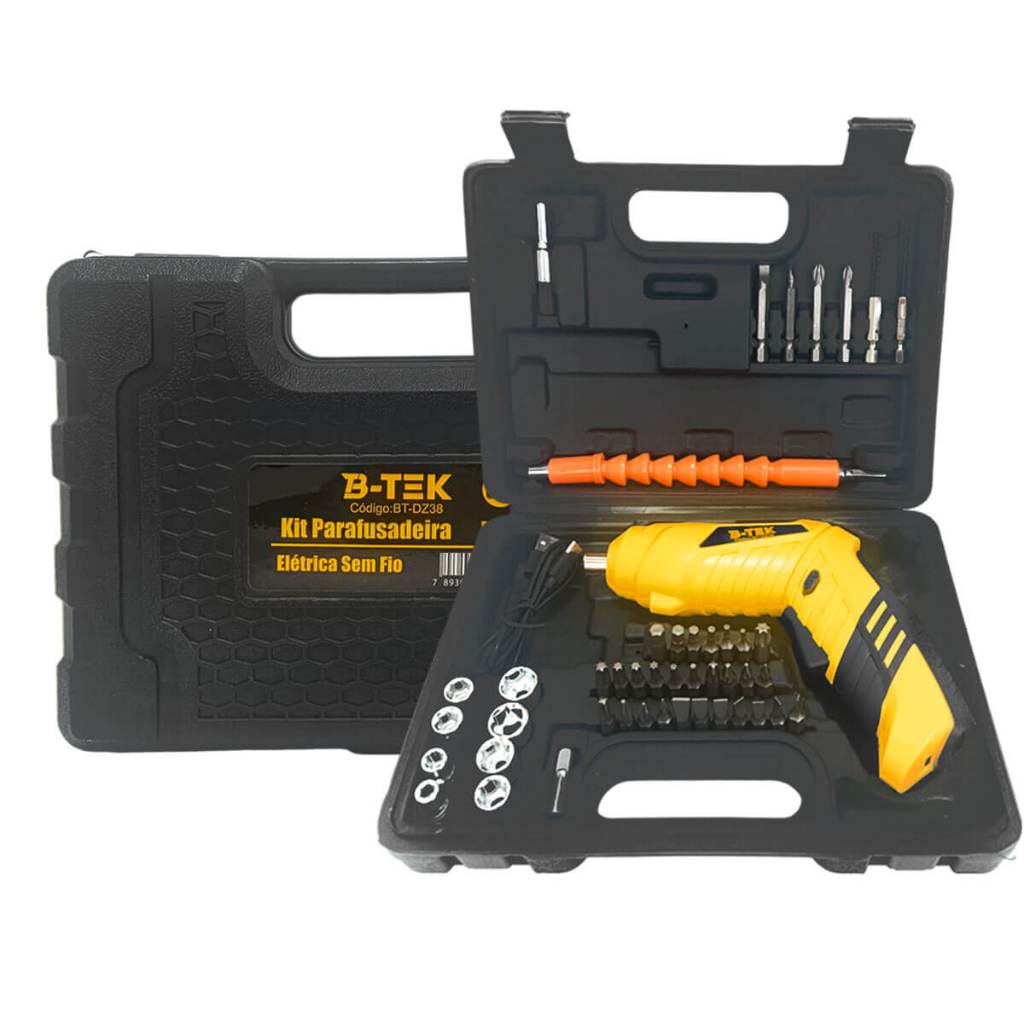 Kit Mini Parafusadeira Elétrica [3,6V] B-TEK Modelo BT-DZ38 | Shopee Brasil