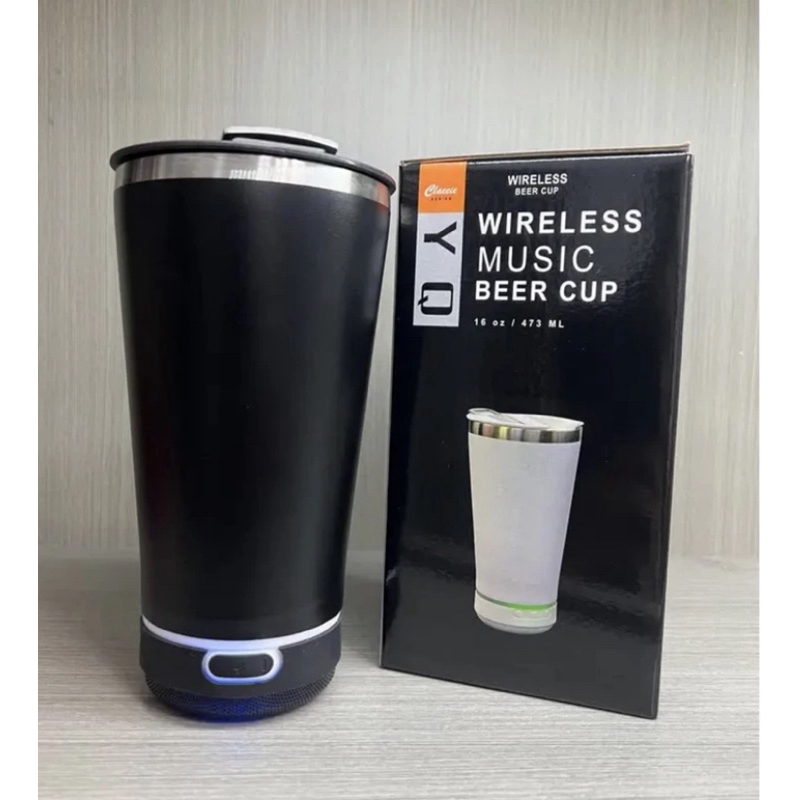 Copo térmico inox com tampa abridor e caixa de som com Bluetooth 420ML STANLEY. | Shopee Brasil