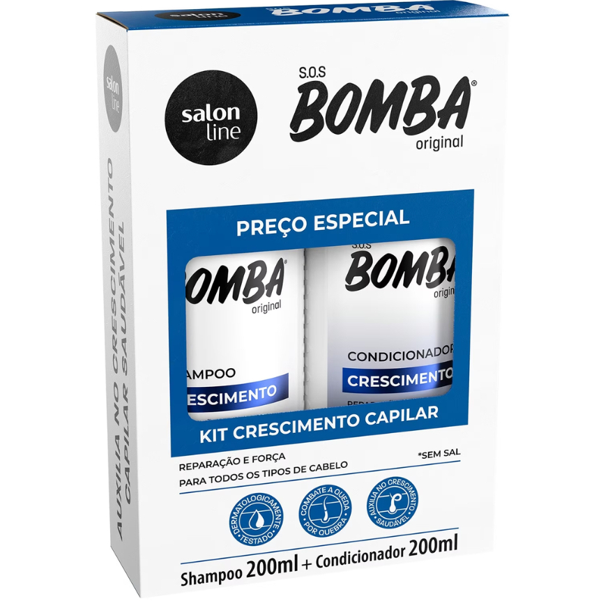Kit Salon Line SOS Bomba Original Crescimento Capilar Shampoo 200ml ...