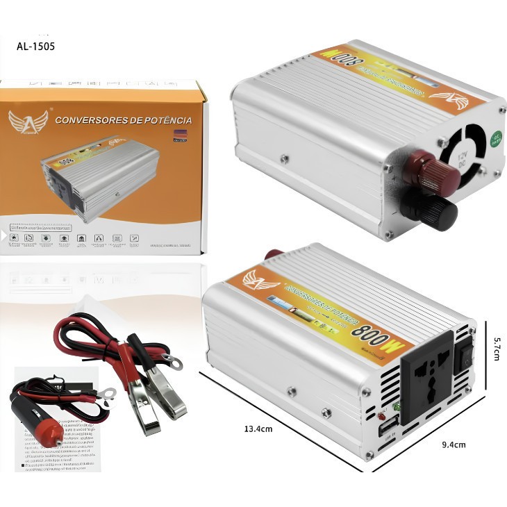 Conversor De Potência Veicular Inversor Com 800w De Potência Dc 12V - Ac 220V | Shopee Brasil