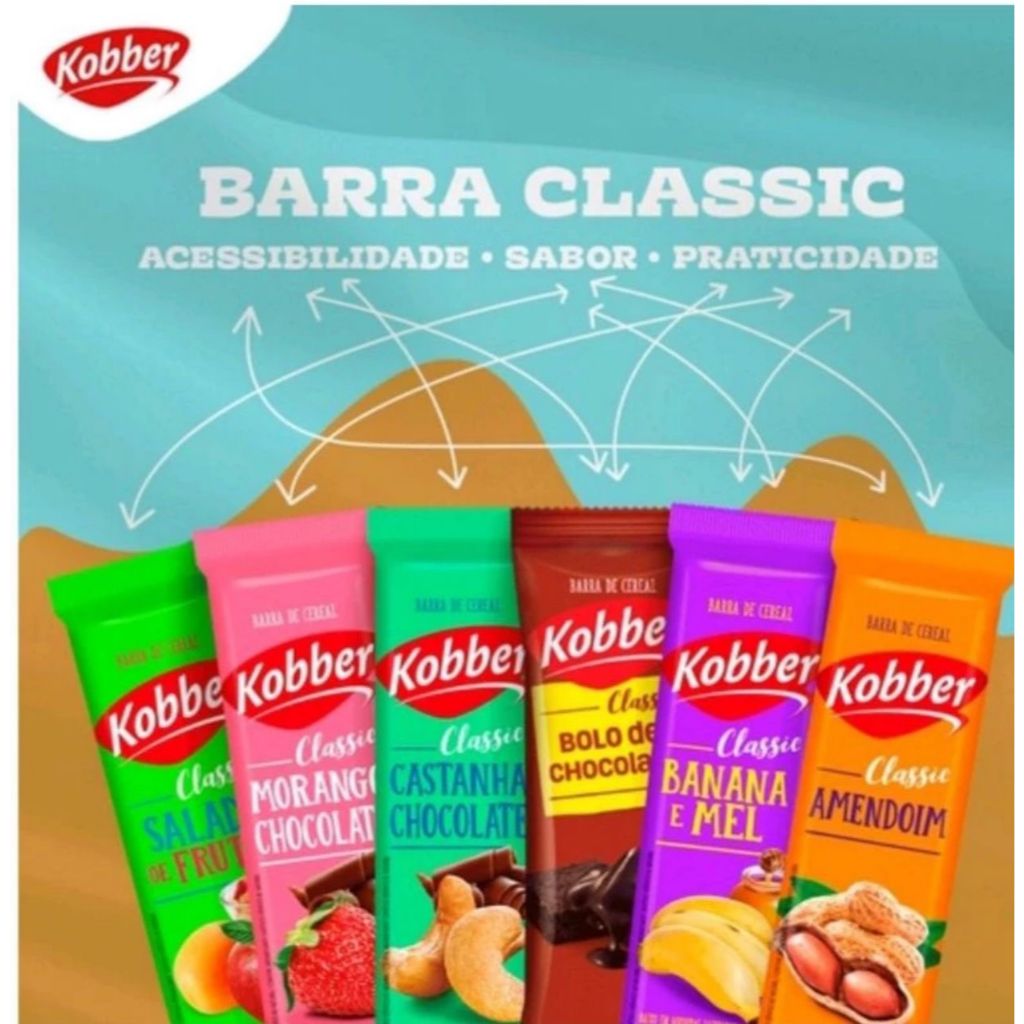 A melhor barra de cereal do mercado Kobber Classic vários sabores 12un | Shopee Brasil