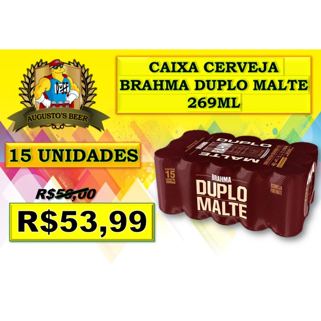 Caixa Cerveja Brahma Duplo Malte 269ml (15 Unidades) | Shopee Brasil
