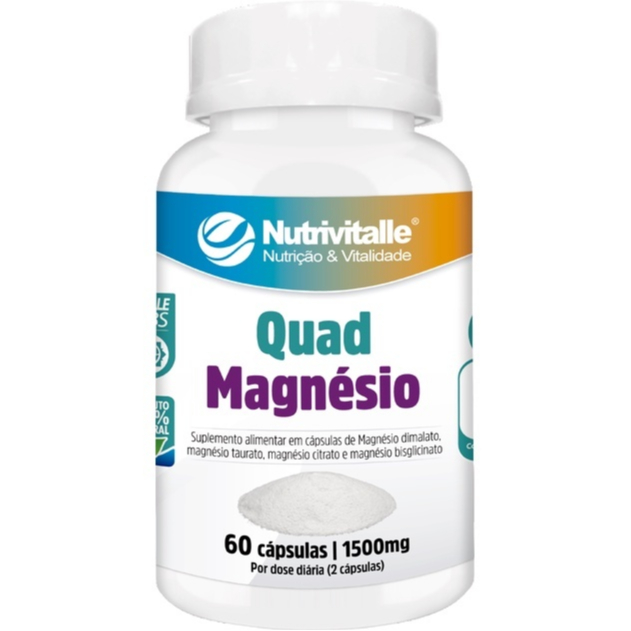 Quad Magnésio (Dimalato, Taurato , Citrato, Bisglicinato) 1500 mg 60 ...