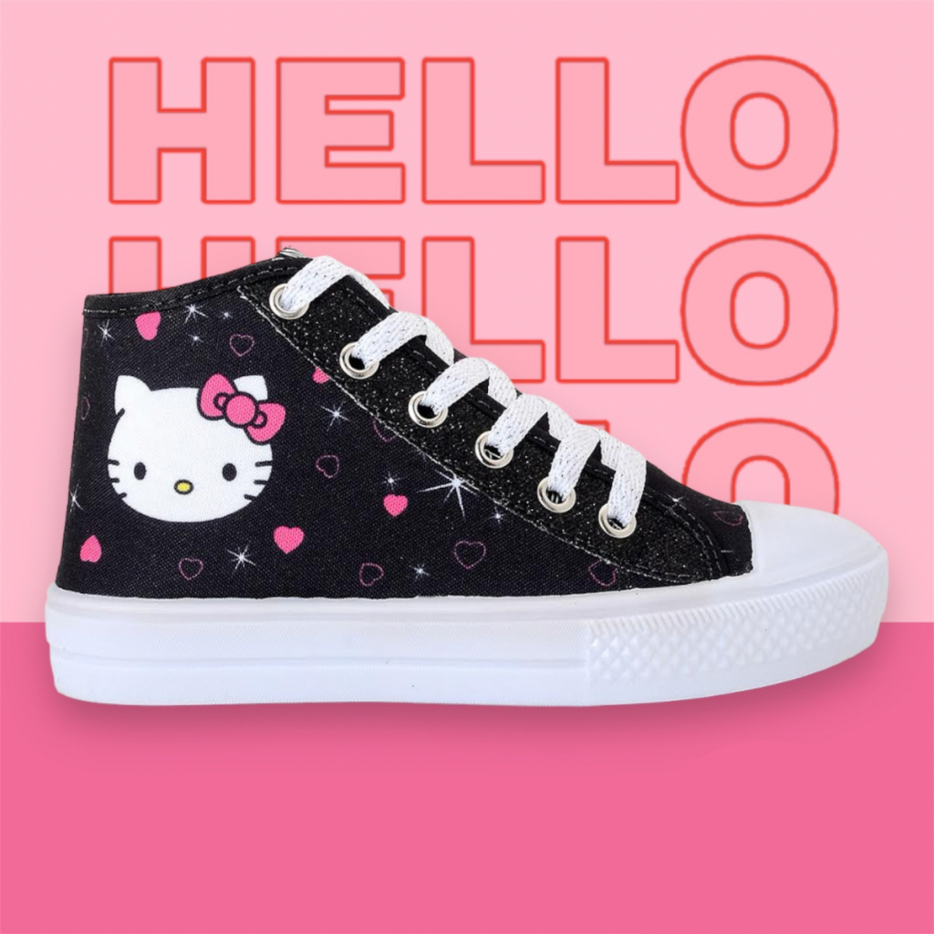 Tênis Infantil Casual Star Botinha Menina Hello Kitty Feminino Glitter ...