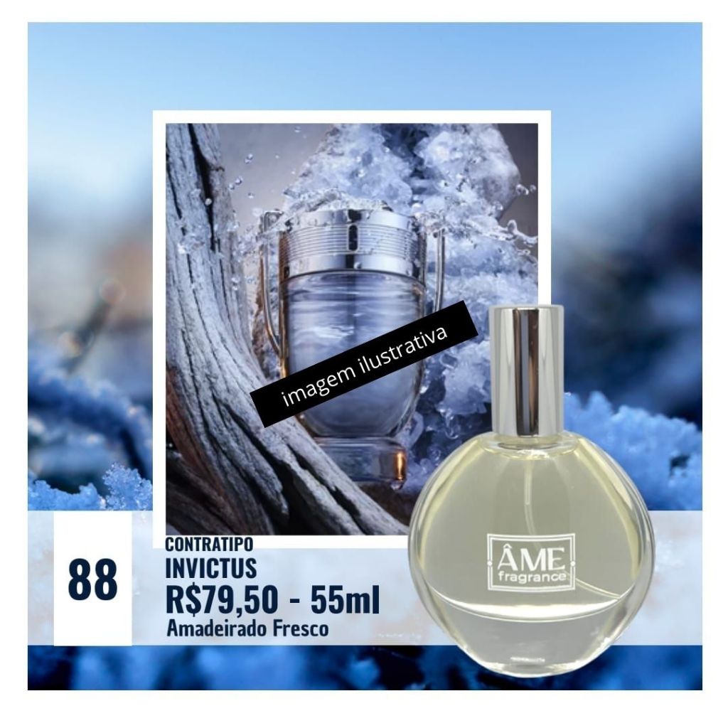 Perfume Masculino AME FRAGRANCE INVICTO( 55ml) 25% de essência Eau de ...