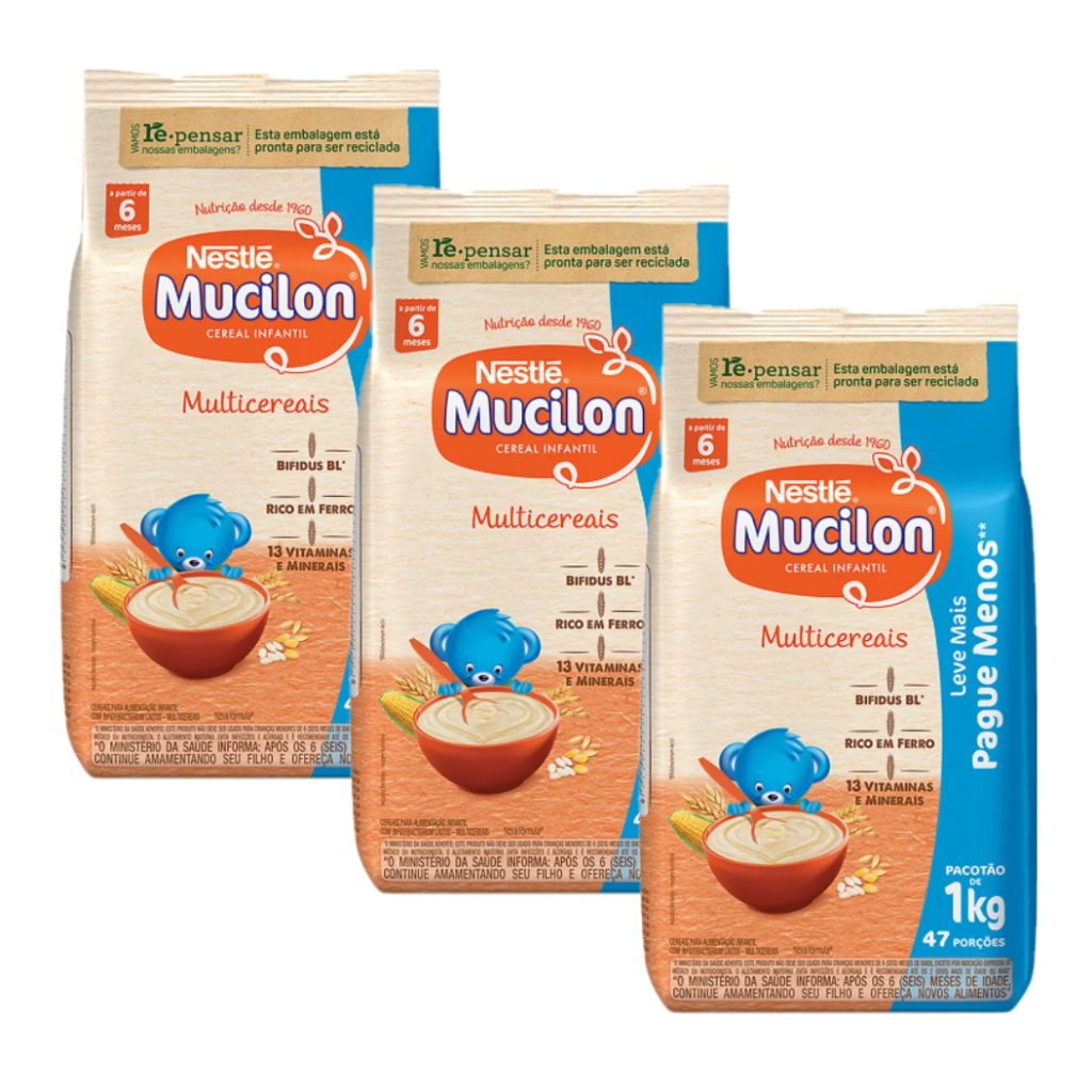 3 Cereal Infantil Mucilon Multicereais Pacote Leve Mais Pague Menos 1kg ...