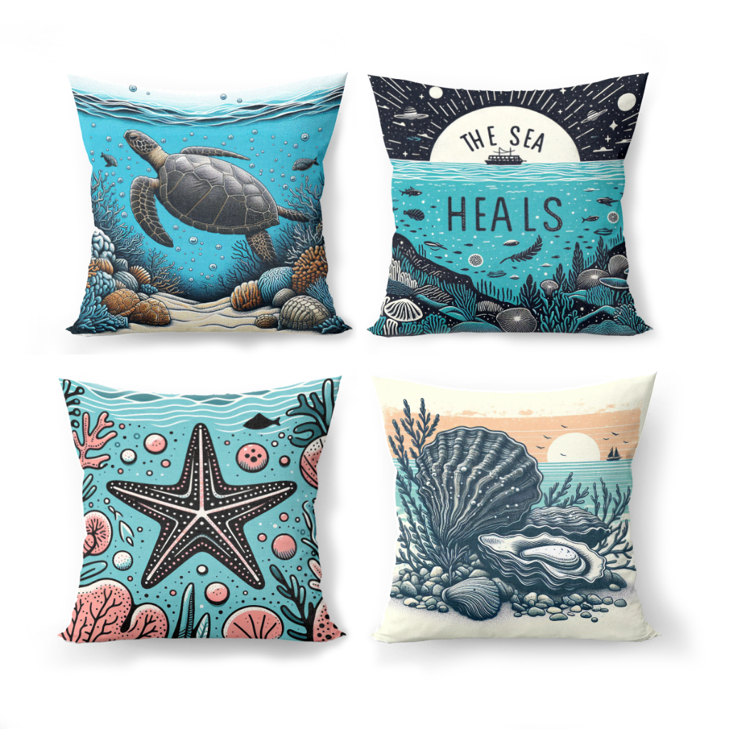 Kit 04 capas de almofadas Fundo do Mar | Shopee Brasil