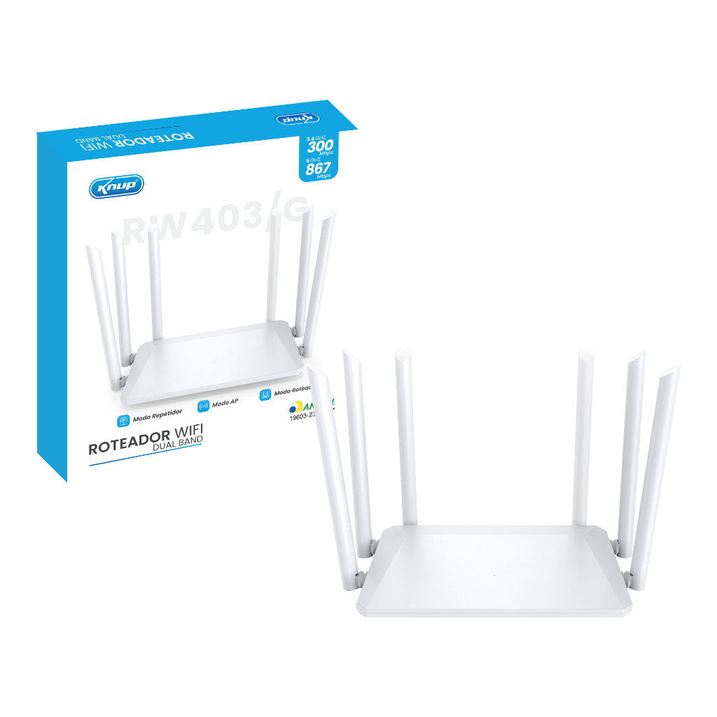 Roteador Wireless Dual Band 5Ghz/2.4Ghz 300Mbps com 6 Antenas KP-RW403/G | Shopee Brasil
