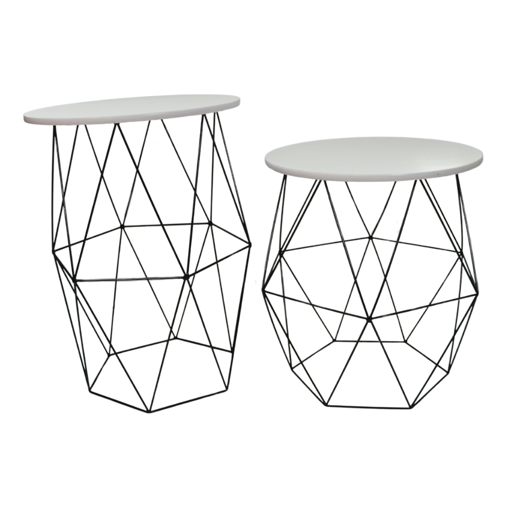 Kit 2 Mesa De Canto Lateral Diamante Madeira Branca Mdf Shopee Brasil