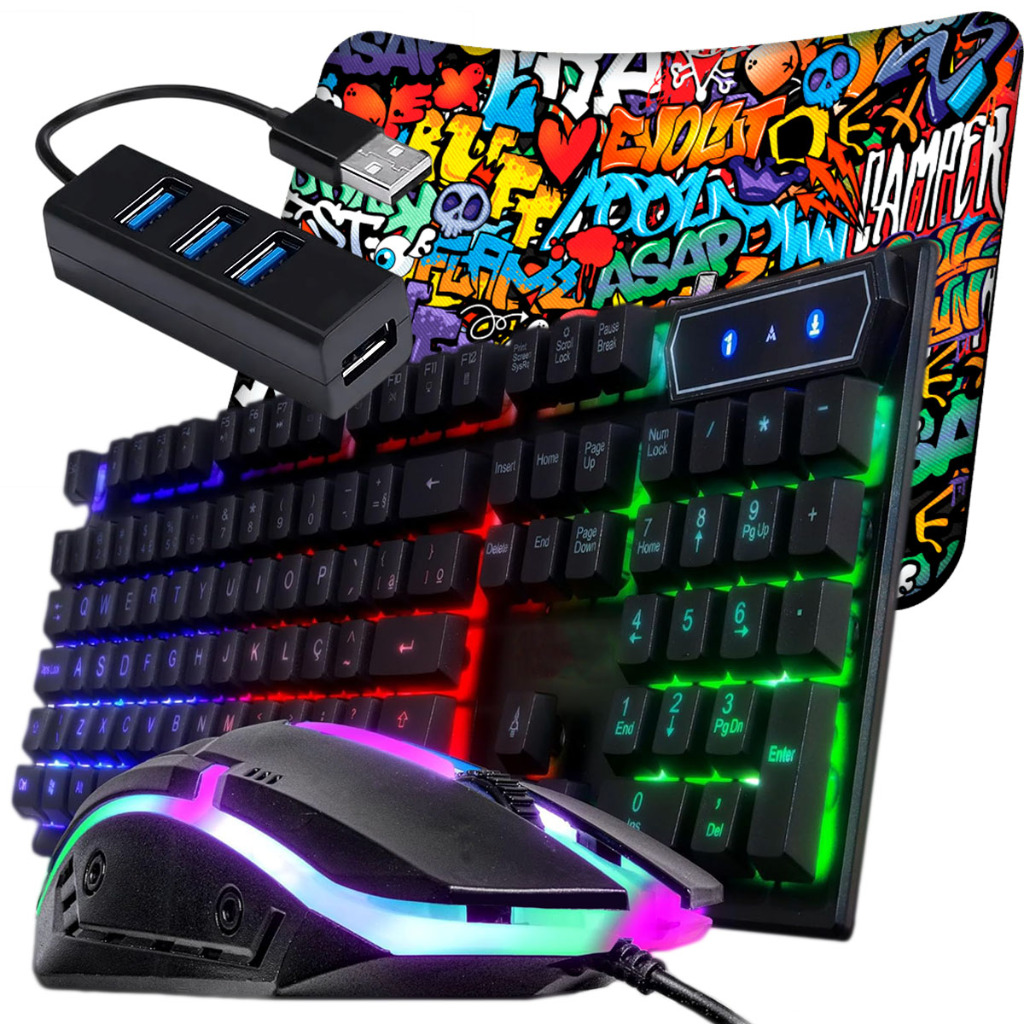 Kit Mobilador Gamer Completo Promoção RGB Premium Semi Mecanico Teclado ...