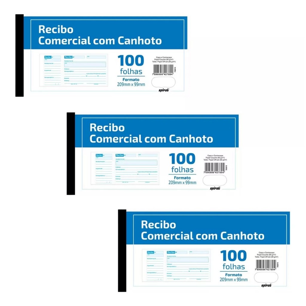 Recibo Comercial Bloco 300 Folhas Com Canhoto Destacável Kit | Shopee Brasil