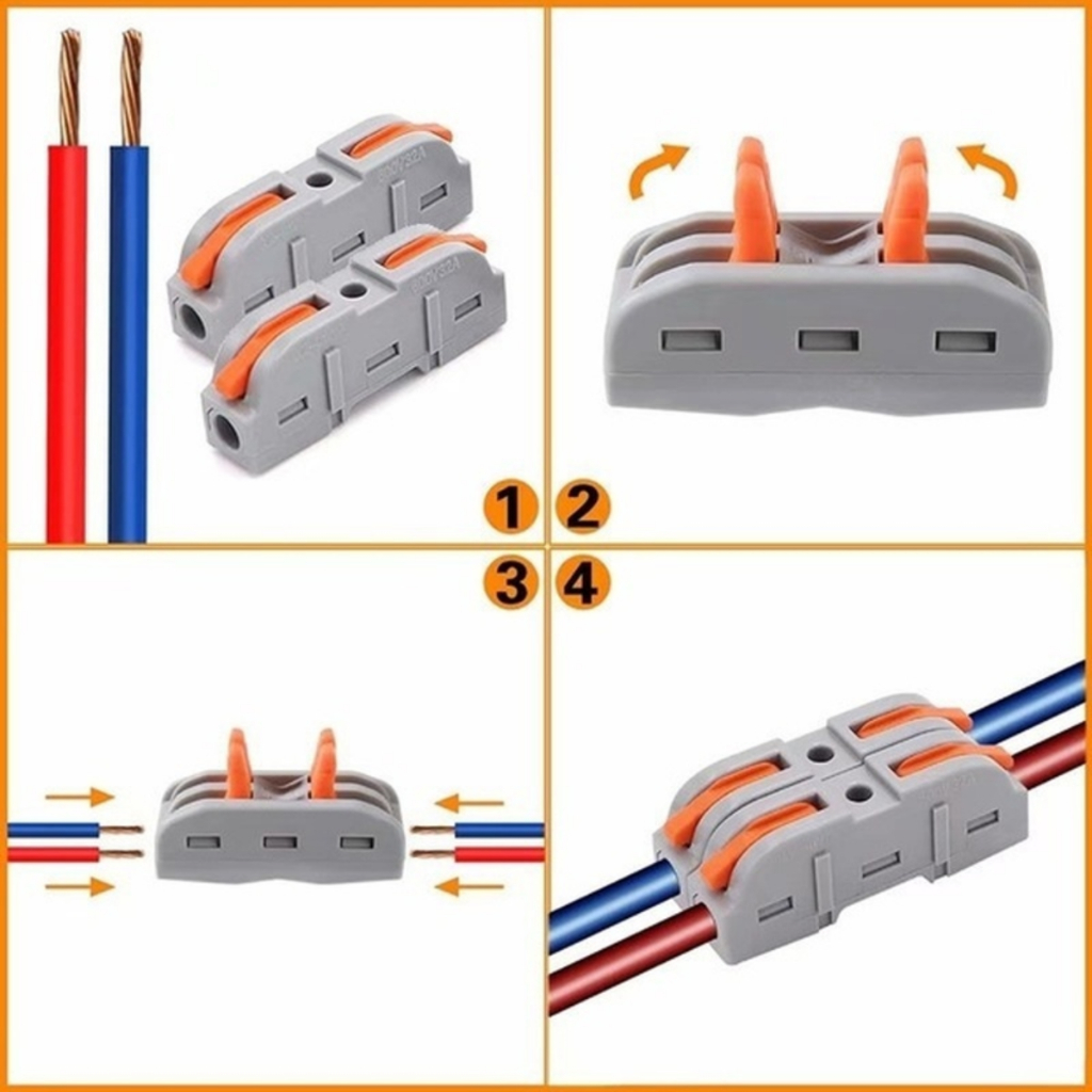 5 Conector Compacto Elétrico Emenda E Derivação Original 1 via 2 vias 3 ...