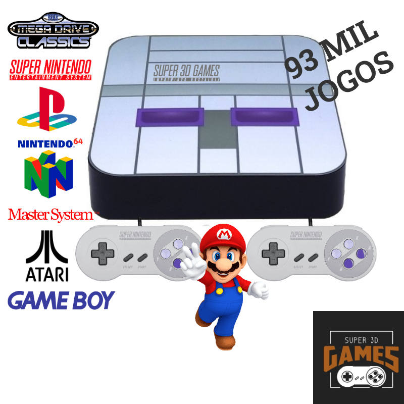 Mini Console Retro Gamer Super Nintendo 93 Mil Jogos 2 Controles
