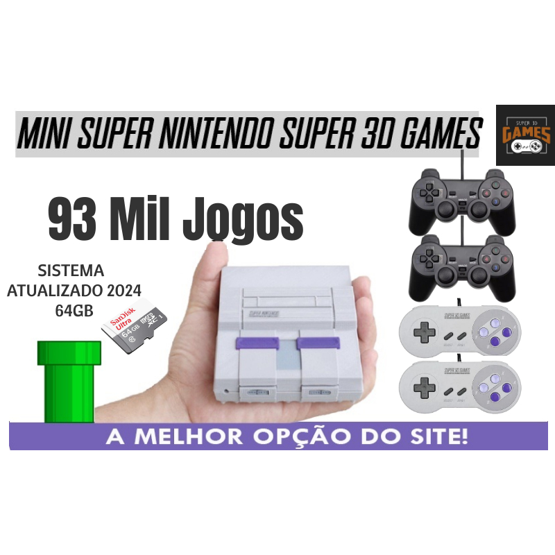 Mini Retro Super Nintendo Snes com 4 controles e mais de 93 mil jogos ...