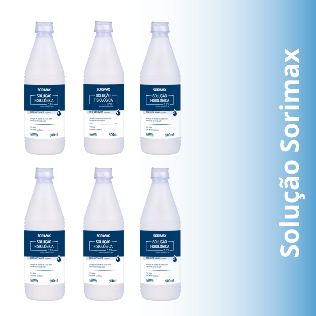 KIT C/6 UNIDADES DE SORO FISIOLÓGICO 0,9% SORIMAX FARMAX 500ML | Shopee Brasil