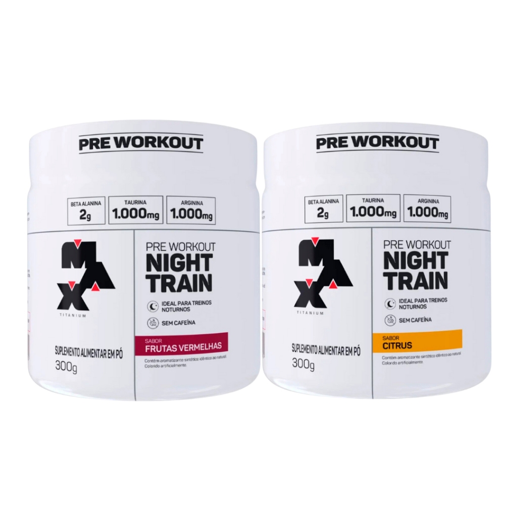 2x Night Train (Pré Treino Sem Cafeína) - 300g - Max Titanium | Shopee ...
