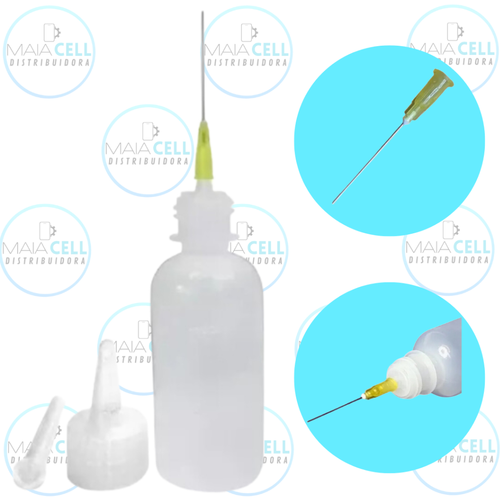 Dispenser Frasco Plástico p/ Líquidos em geral 50ml C/ Agulh Álcool ...