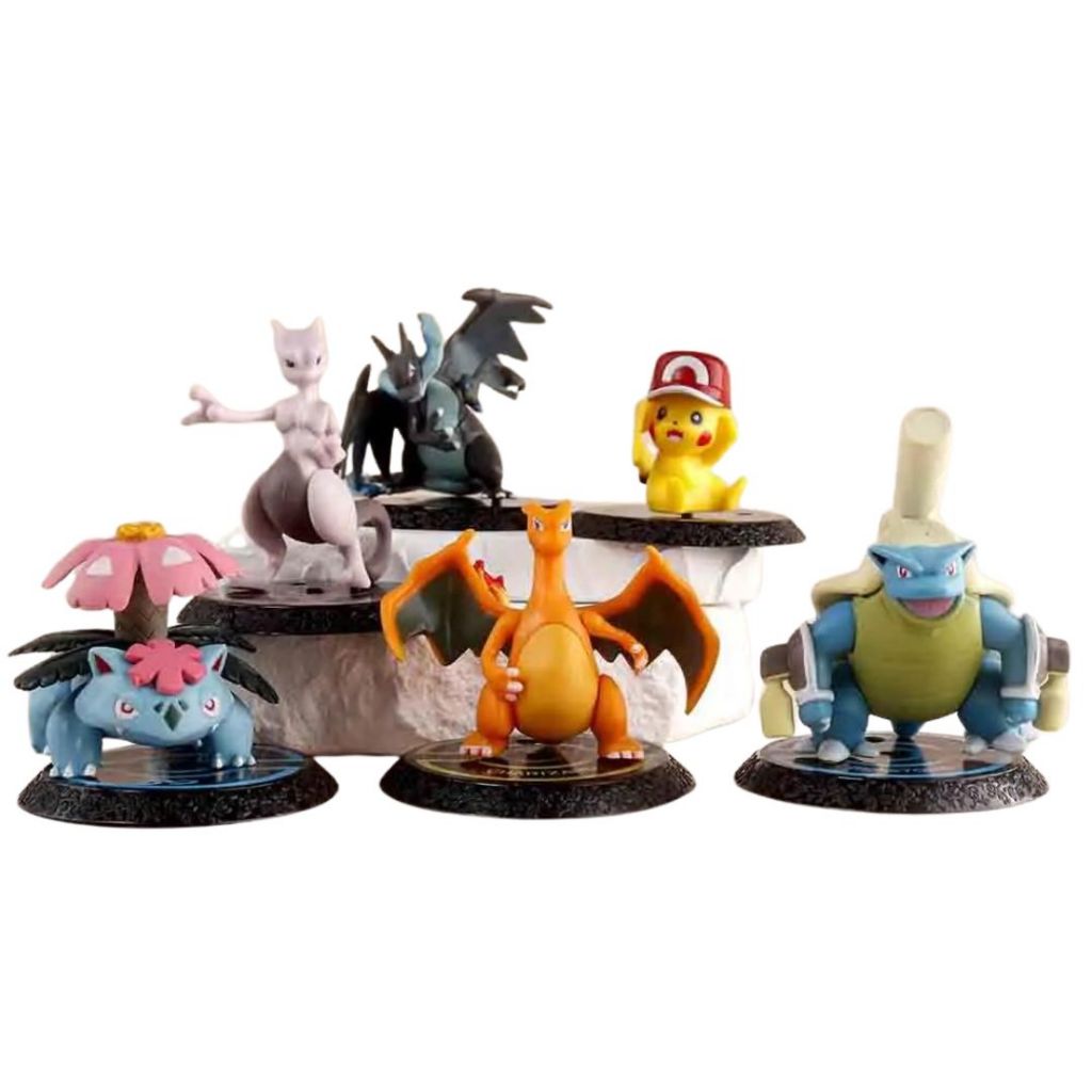 Kit 6 Miniaturas Pokemon 7cm Com Base Brinquedo Colecionável Pikachu ...