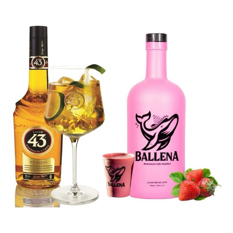 Kit Ballena Morango com tequila 750ml + Licor 43 oferta 700ml | Shopee ...