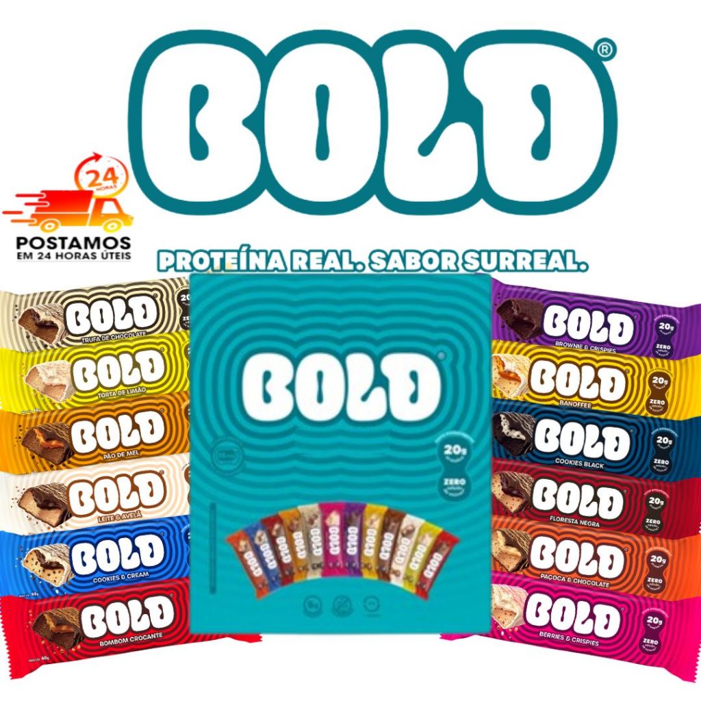 Bold Bar Barra De 20g De Proteína 12 unidades Sabor misto ou Único Bold ...