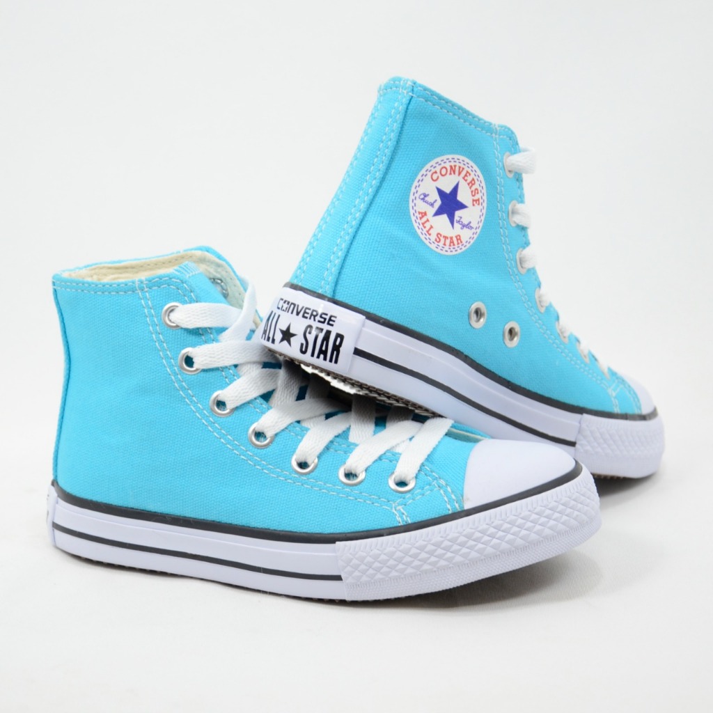 Tênis All Star Converse Infantil Cano Alto Azul Turquesa | Shopee Brasil
