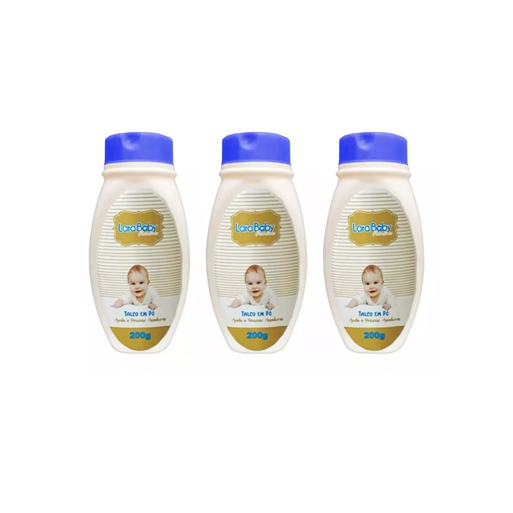 Kit C/3 Talco Lara Baby Premium Suave - 200g | Shopee Brasil