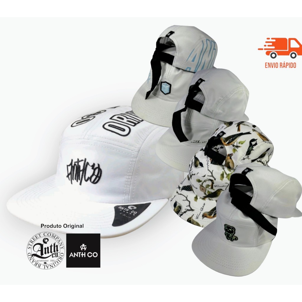 Boné Masculino Branco Aba Reta Five Panel Vários Modelos Anth Co ...