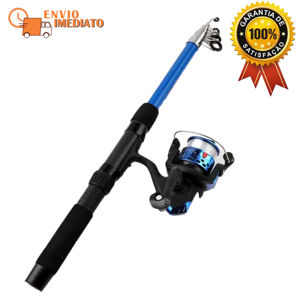 KIT para Pesca Barato completo 1 vara 12-20lbs 1,70 Metros mais 1 ...