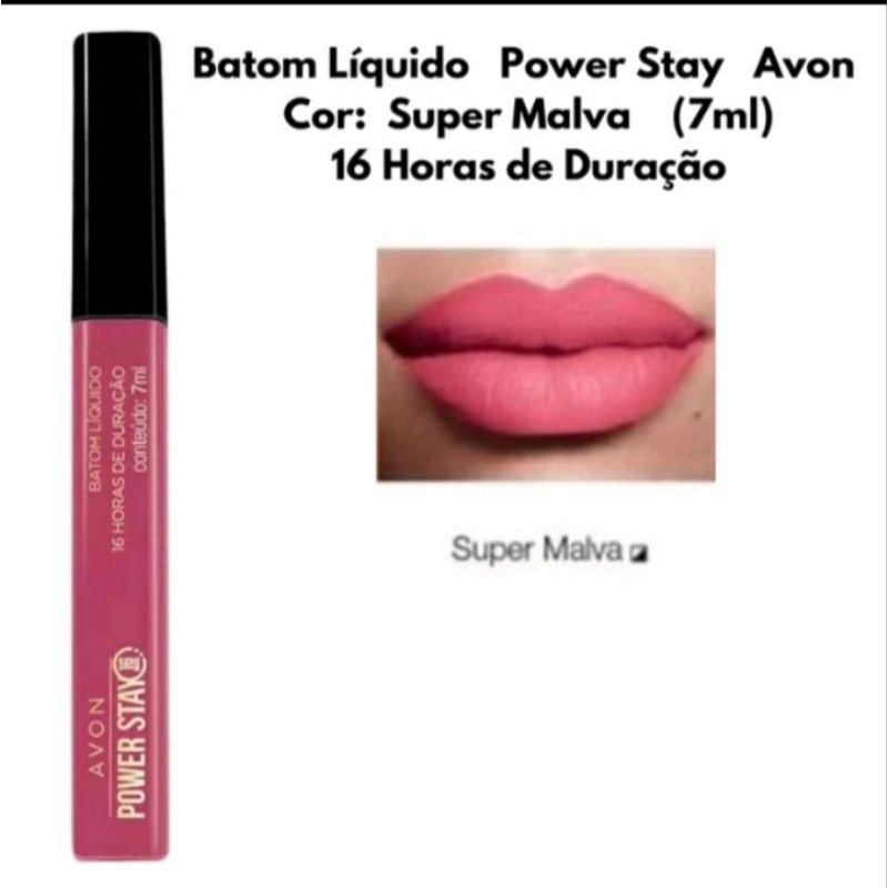 Batom Líquido Avon Power Stay 7ml - Super Malva ( produto original sem ...