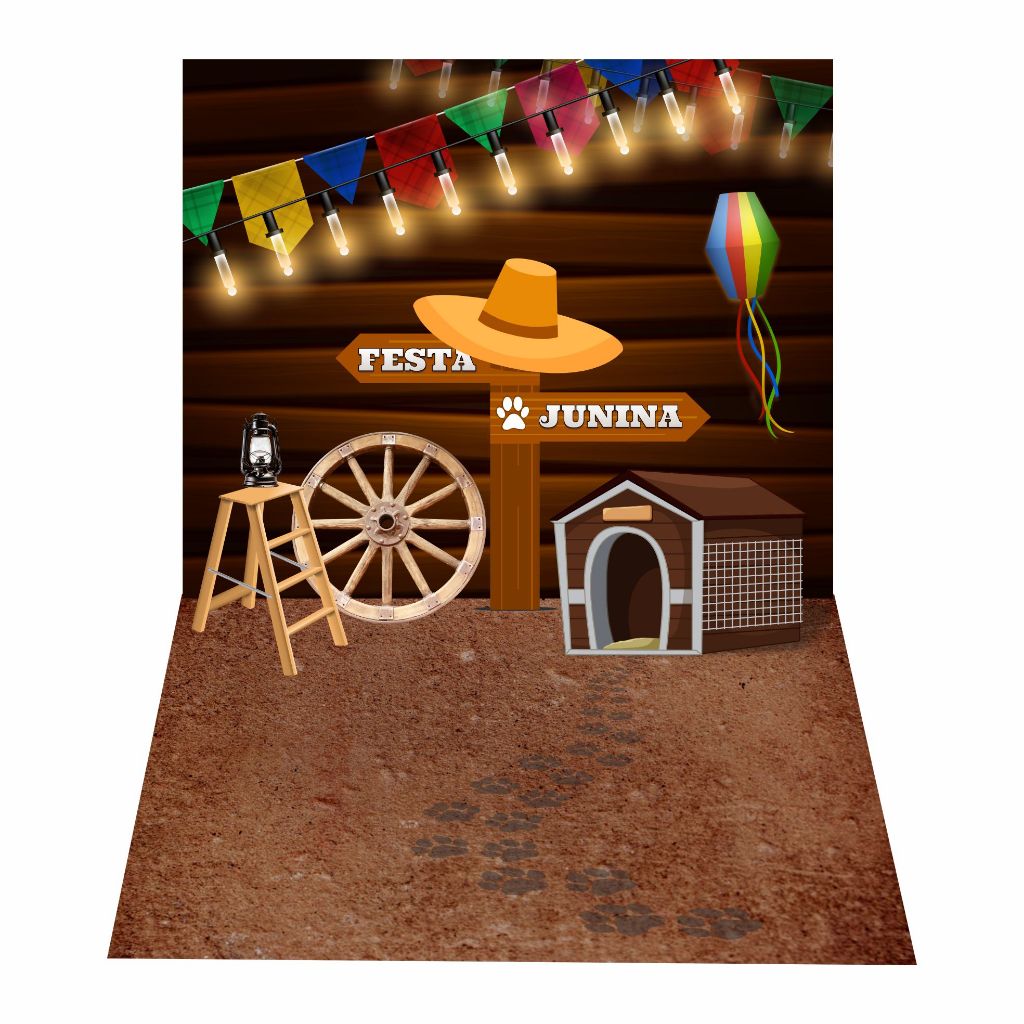 Painel Fundo Fotográfico Pet Shop Festa Junina Country balão ...