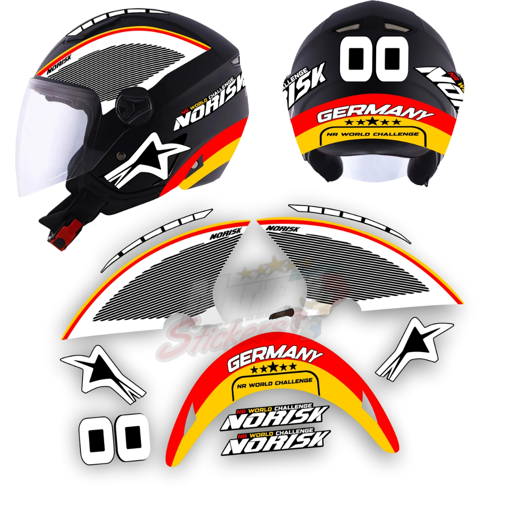 Kit Faixas Adesivos Emblemas Capacete Norisk Personalizado modelo ...
