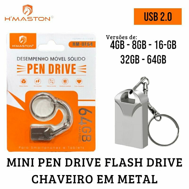 Mini Pen Drive Portátil Desempenho Móvel Sólido USB 2.0 de Metal em ...