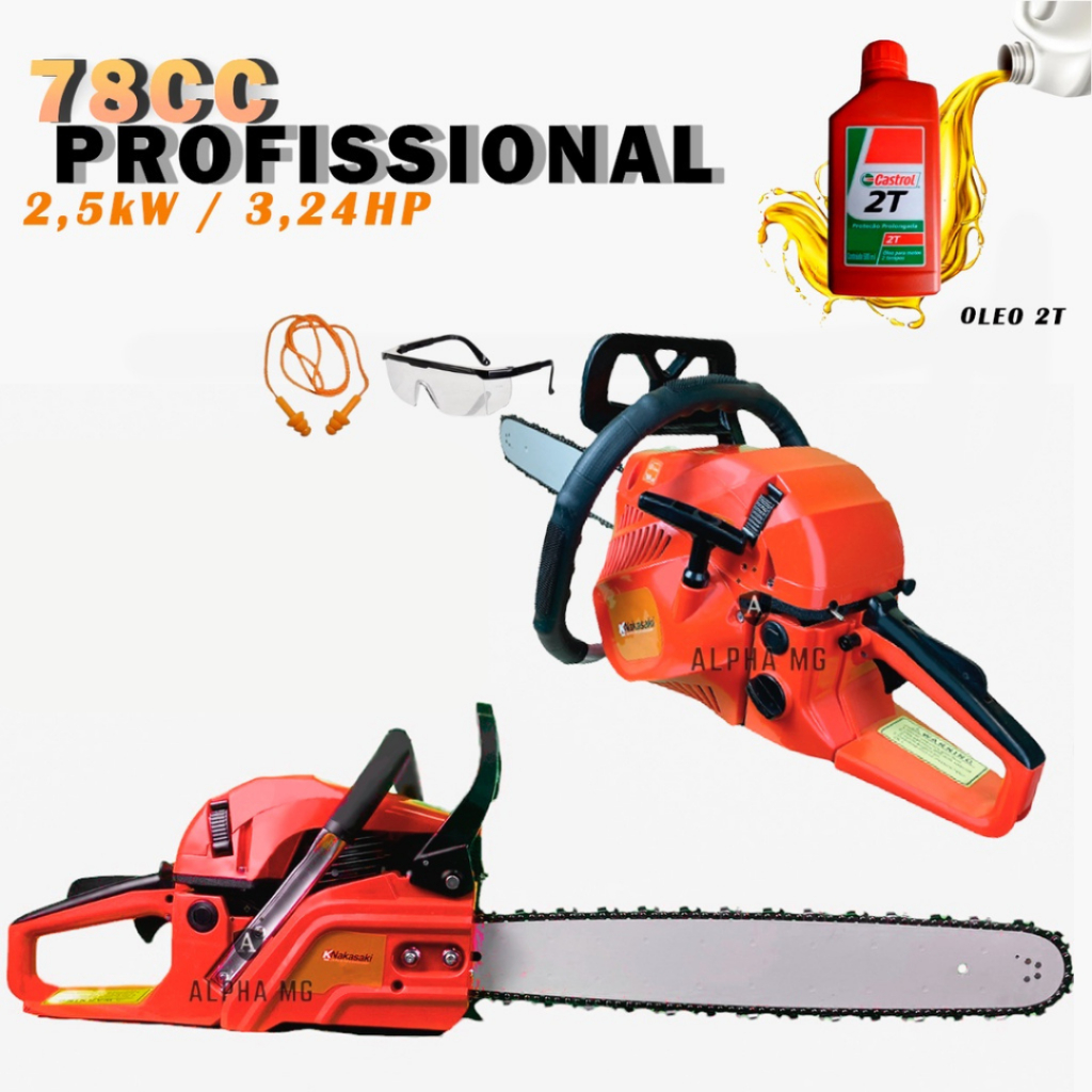 Motosserra Motoserra Moto Serra A Gasolina 78cc Nakasaki + Oleo Stihl Sthil | Shopee Brasil