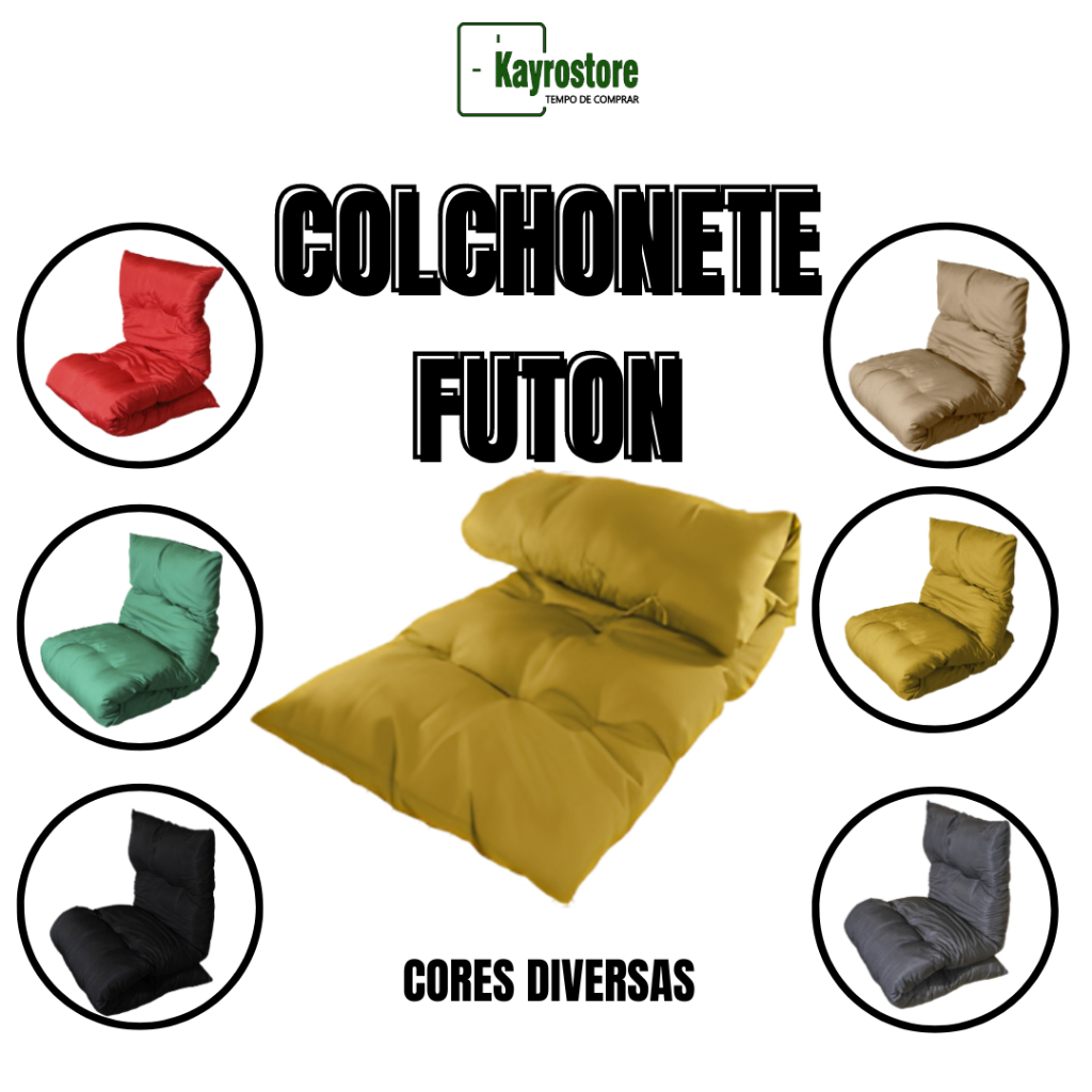 Colchonete Futon Oxford 170 x 60cm - Cores Diversas p/Sofá Bancos ...