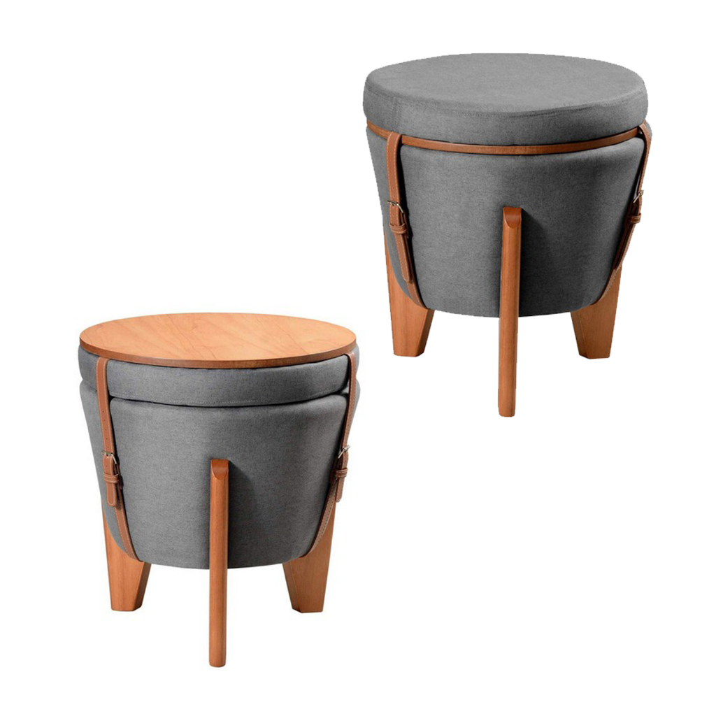 Kit 2 Puff Baú Flex Decorativo Confortável Linha Alta Qualidade Linho ...