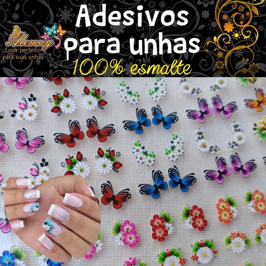 Alemay Unhas Kit 240 Adesivo de Unha Películas Pré Prontas | Shopee Brasil