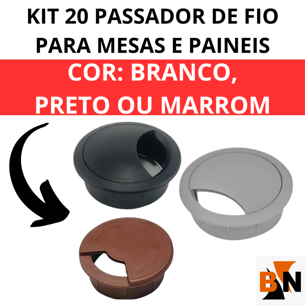 Kit 20 Passa Fio Cabo de Mesa Computador Painel Passador de Fio Passador Redondo | Shopee Brasil