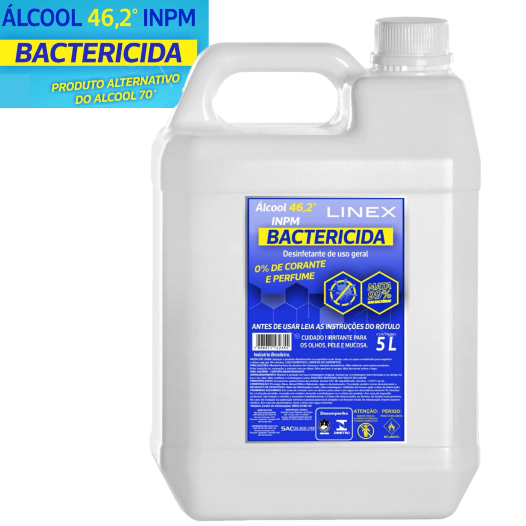 Álcool Líquido 46% Bactericida Linex 5 Litros | Shopee Brasil