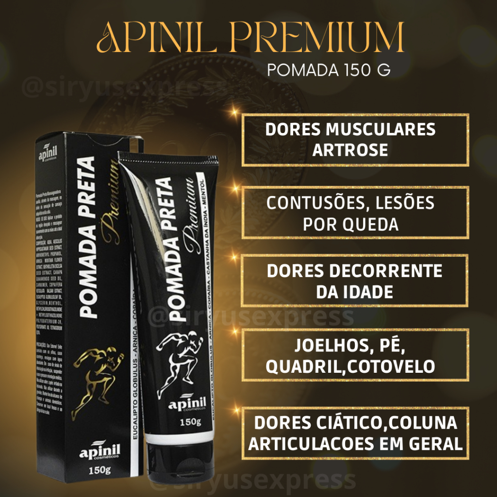 Pomada Apinil Preta Premium - 150 g Medicinal Para Massagem (Kit 02 ...