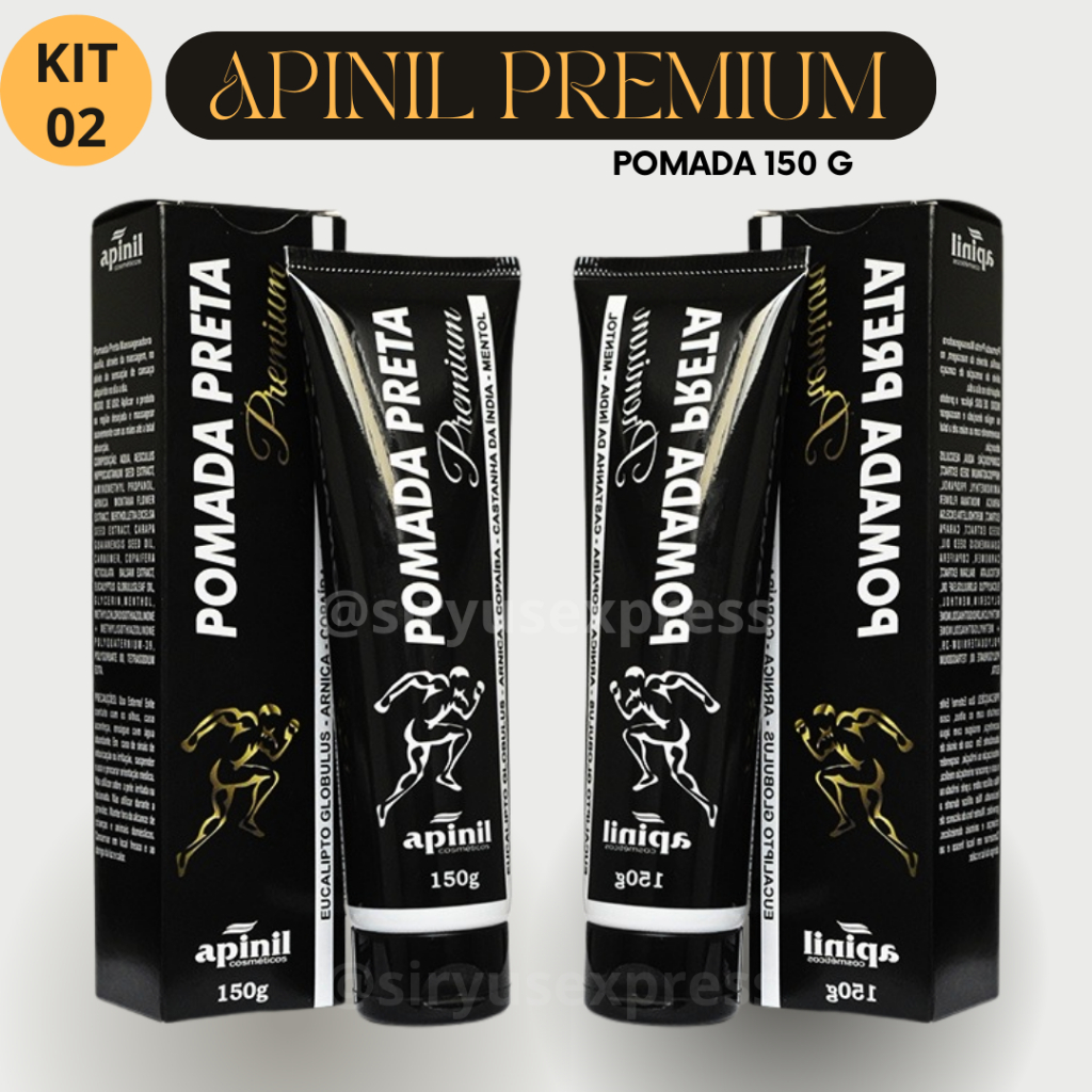 Pomada Apinil Preta Premium (Kit 02 Unidades) - 150 g Medicinal Para ...