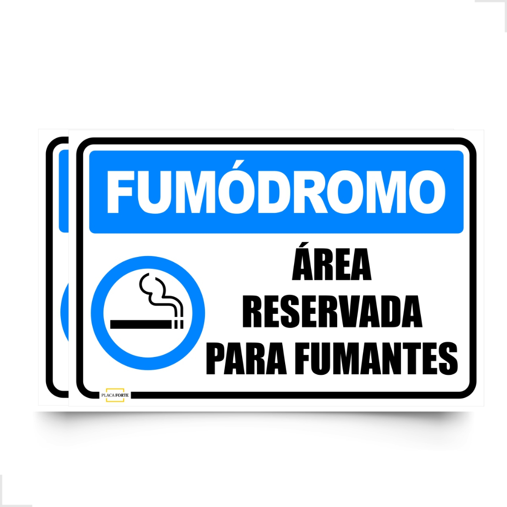 2 Placas de Sinalização Área Reservada Para Fumantes Fumódromo 30x20cm ...