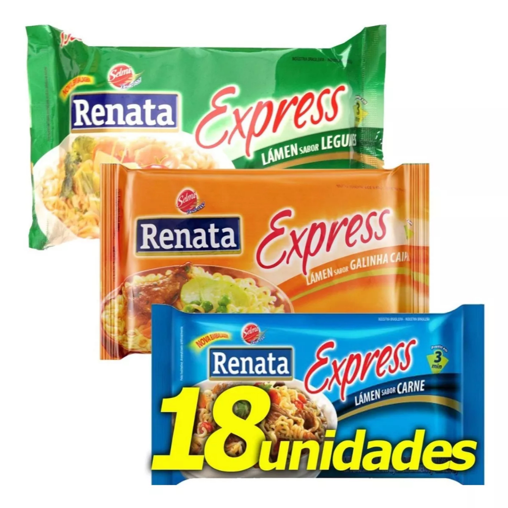 kit 18 unidades Macarrão Instantâneo Renata Miojo 3 Sabores 85g Cada ...